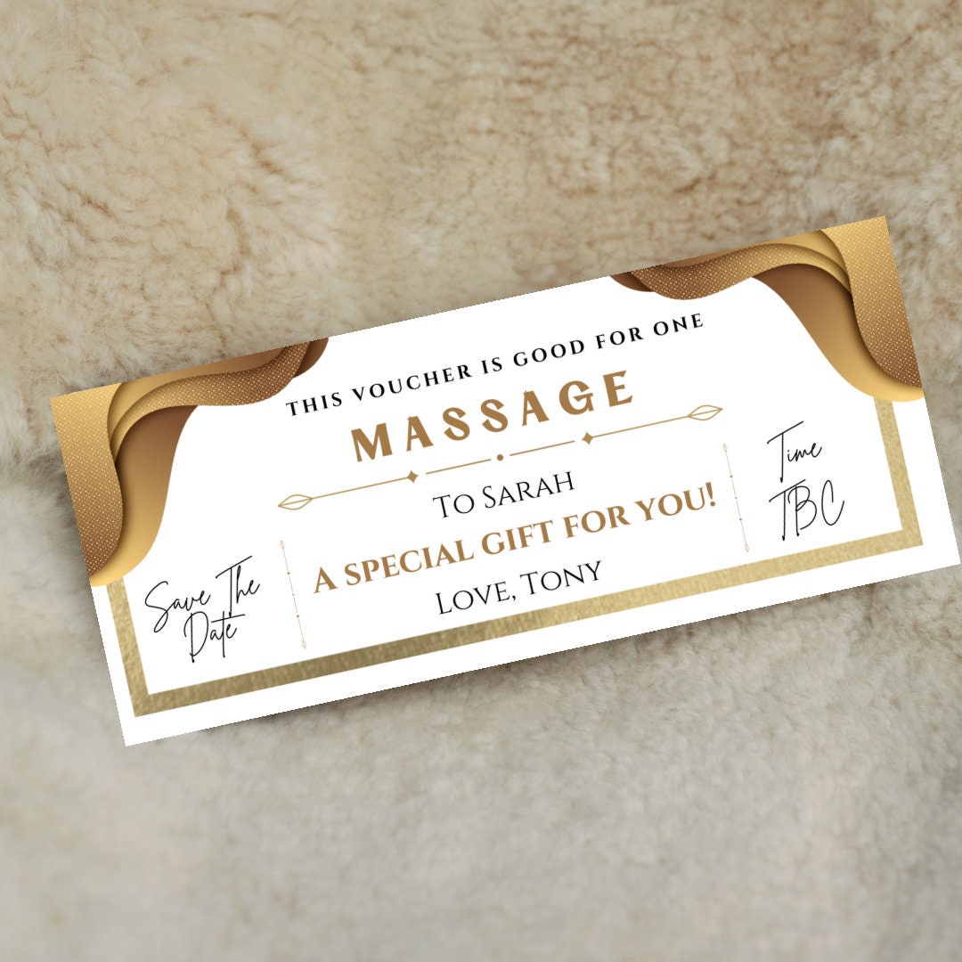 Massage Gift Coupon, Massage Voucher, Editable, Printable, Personalized ...