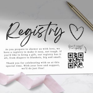 Baby Shower Registry Qr Code, Registry Card for Baby Shower, Qr Code ...