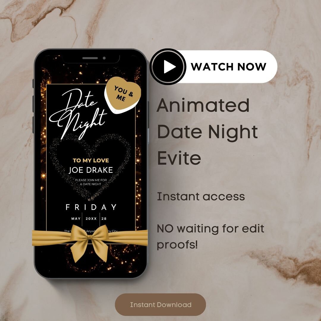 Date Night Invitation, Digital Date Night E-invite, Animated Invitation ...