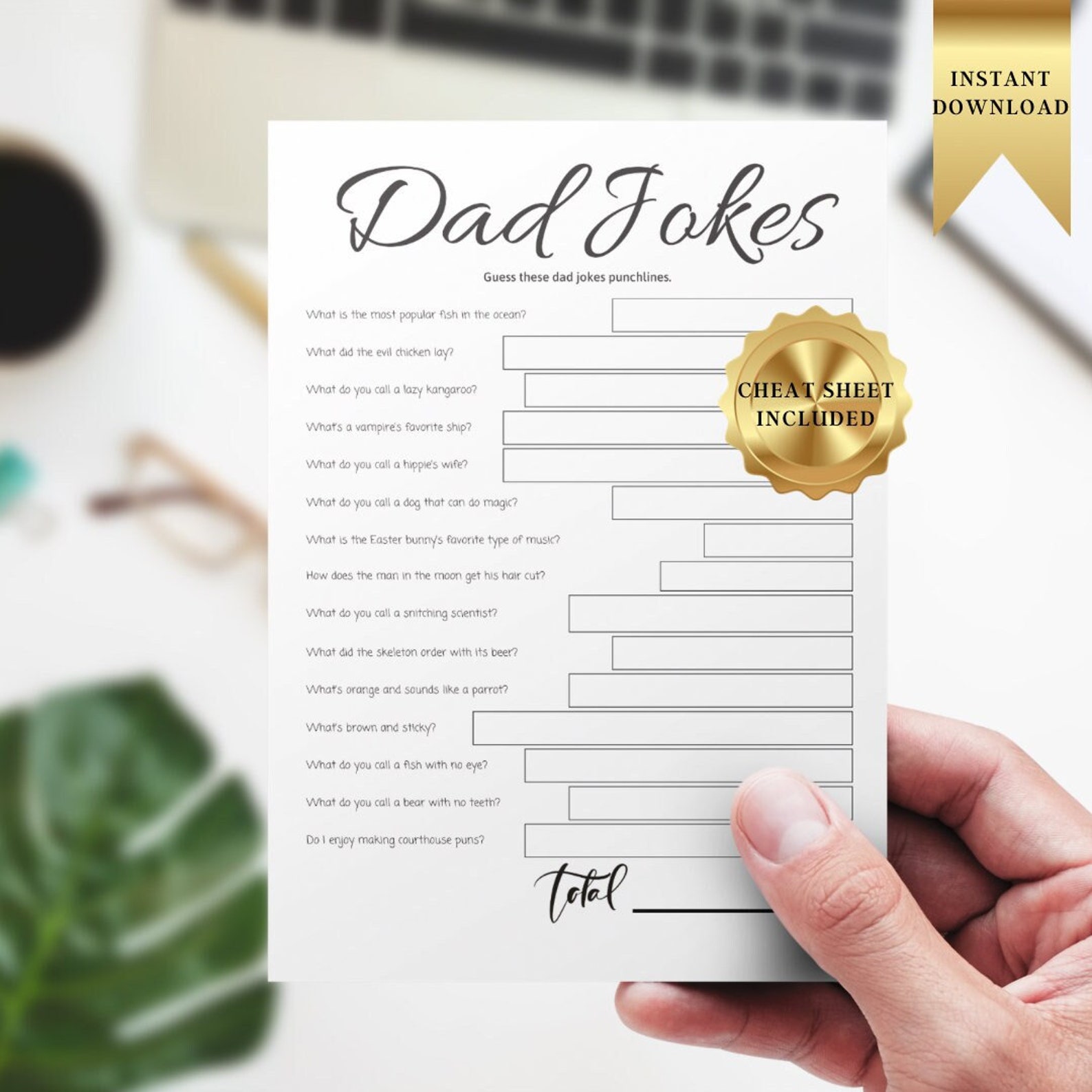 Dad Jokes Baby Shower Game, Dad Jokes Trivia Game Printable, Baby ...