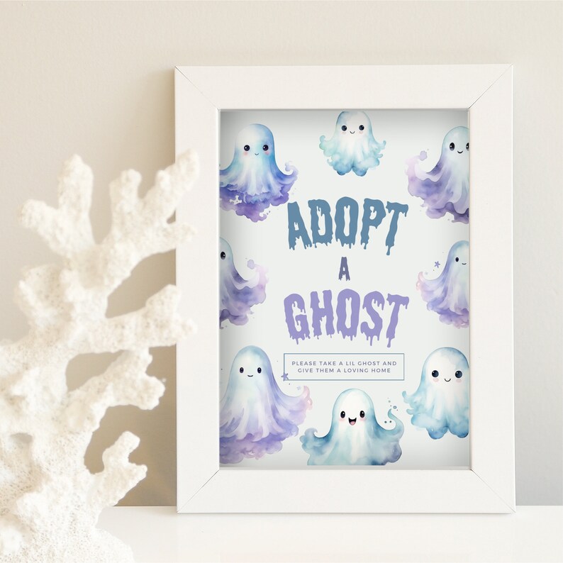 Adopt a Ghost Party Favors Printables, Halloween Ghost Activities ...