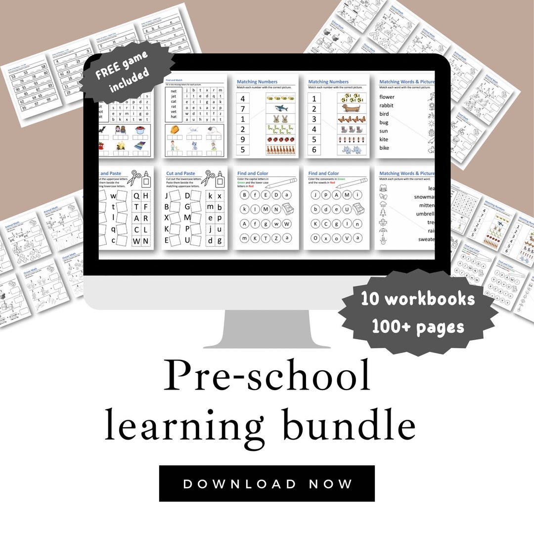 Preschool Handwriting | Pre-k + Kindergarten Learning Bundle | Activity ...