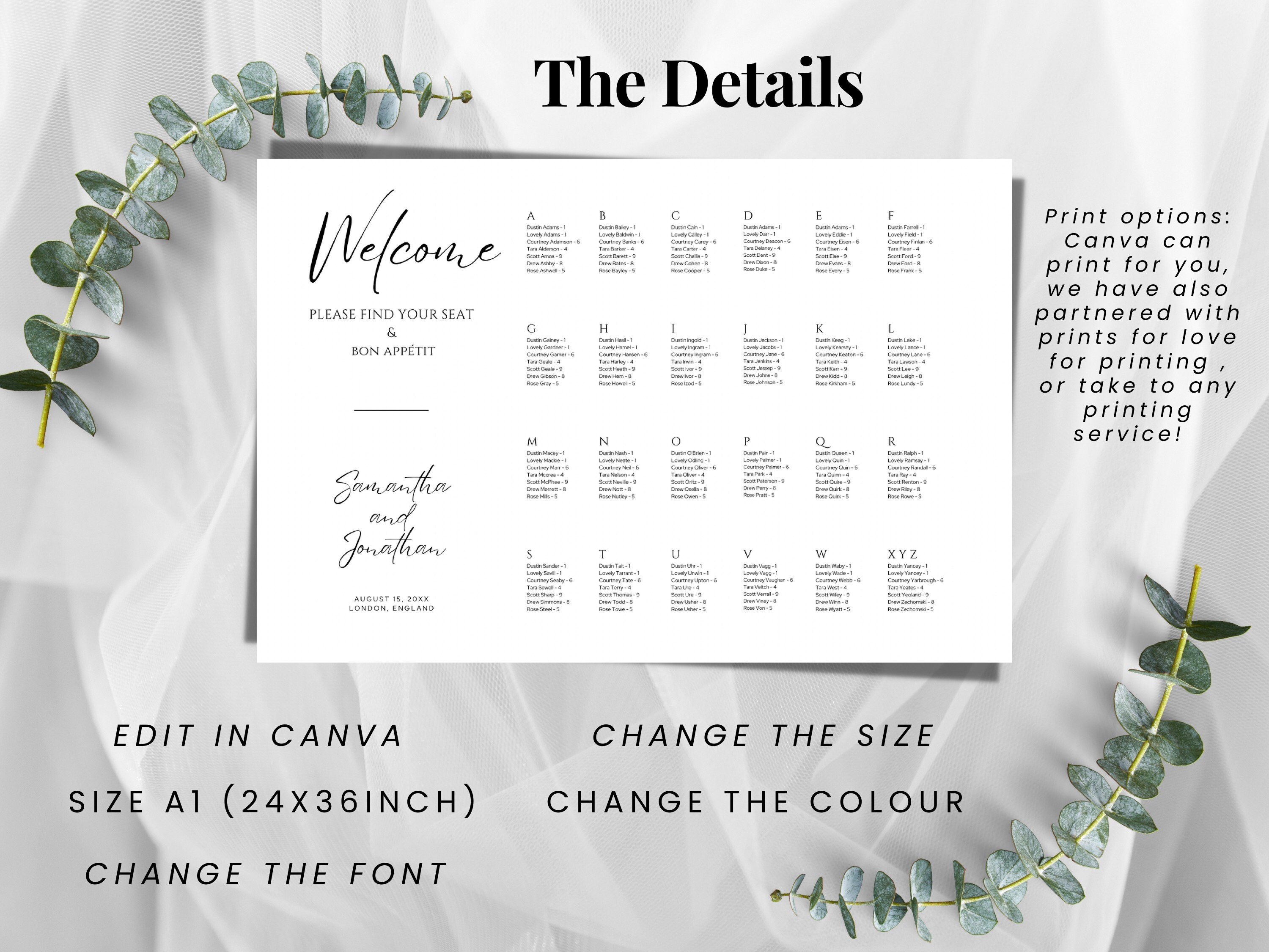 Seating Chart Alphabetical Order, Alphabetical Seating, Seating Chart ...