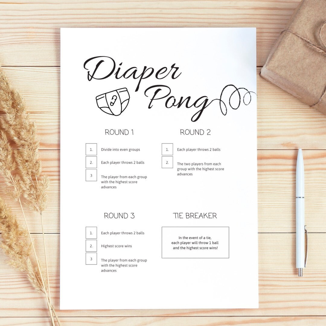 Diaper Pong Baby Shower Game Diaper Table Sign Physical Baby - Etsy UK