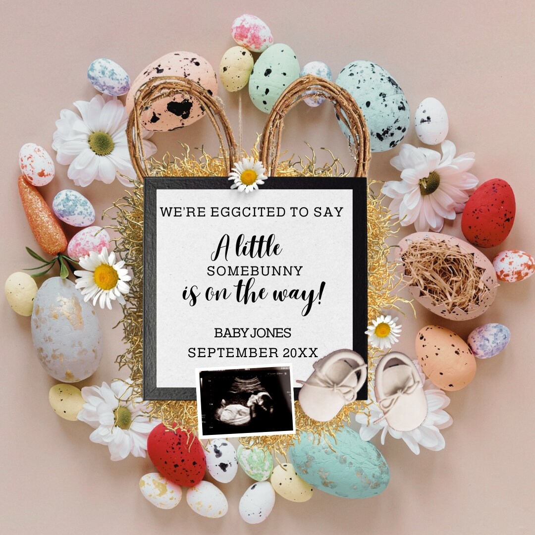 Edit Instantly | Easter Digital Pregnancy Announcement | Spring ...