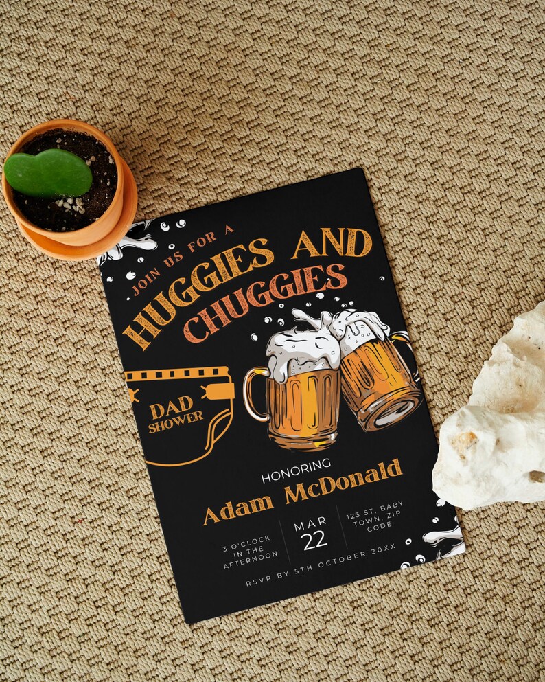 Huggies and Chuggies Invite, Diaper Baby Shower Invitation, Dad Shower ...