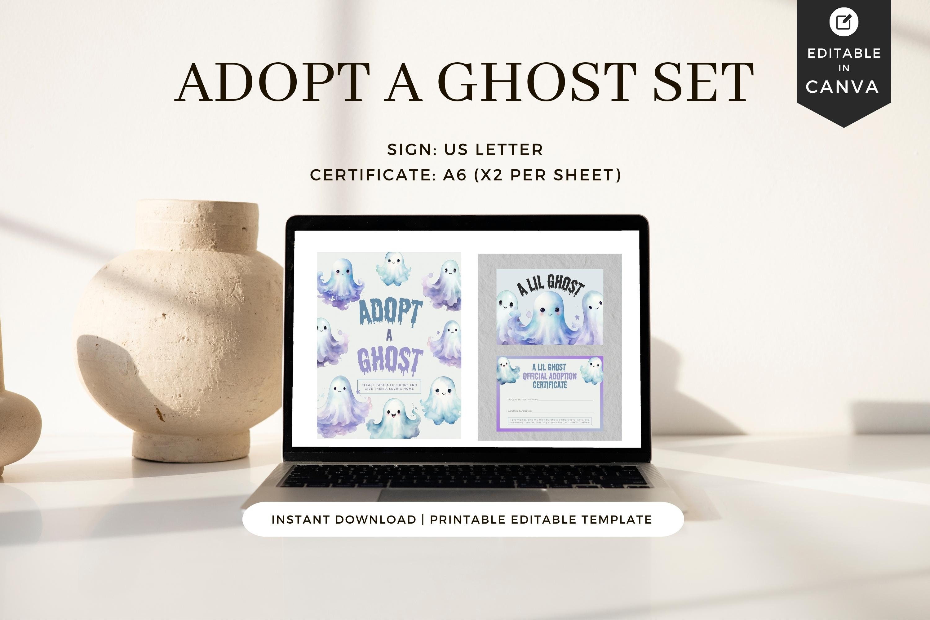 Adopt a Ghost Party Favors Printables, Halloween Ghost Activities ...
