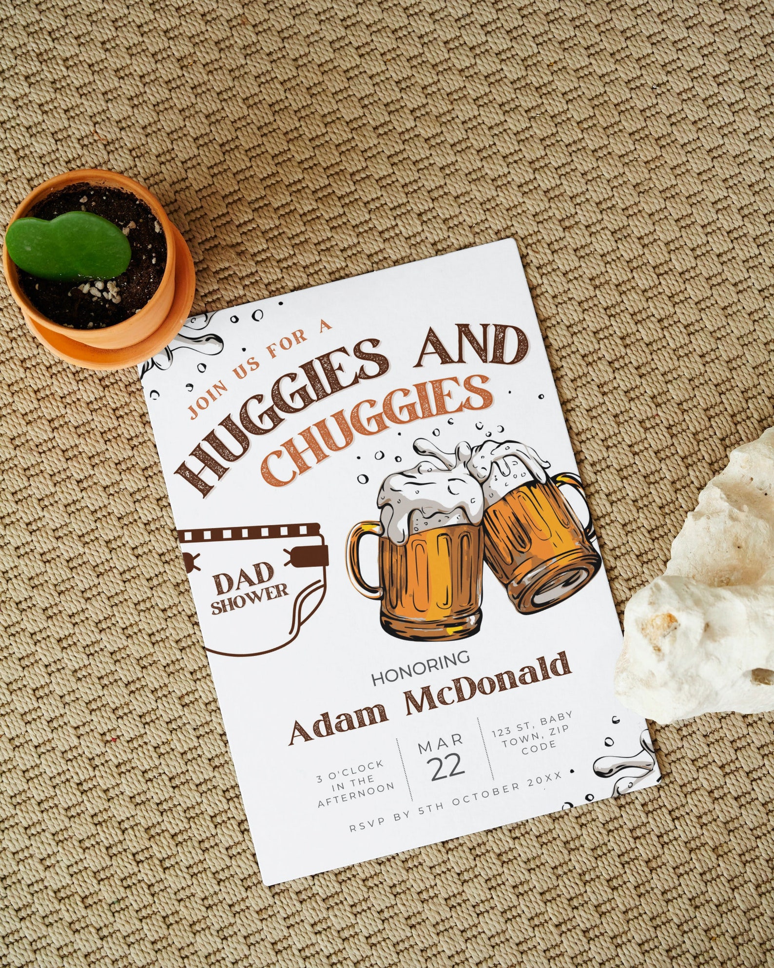 Huggies and Chuggies Invite, Diaper Baby Shower Invitation, Dad Shower ...