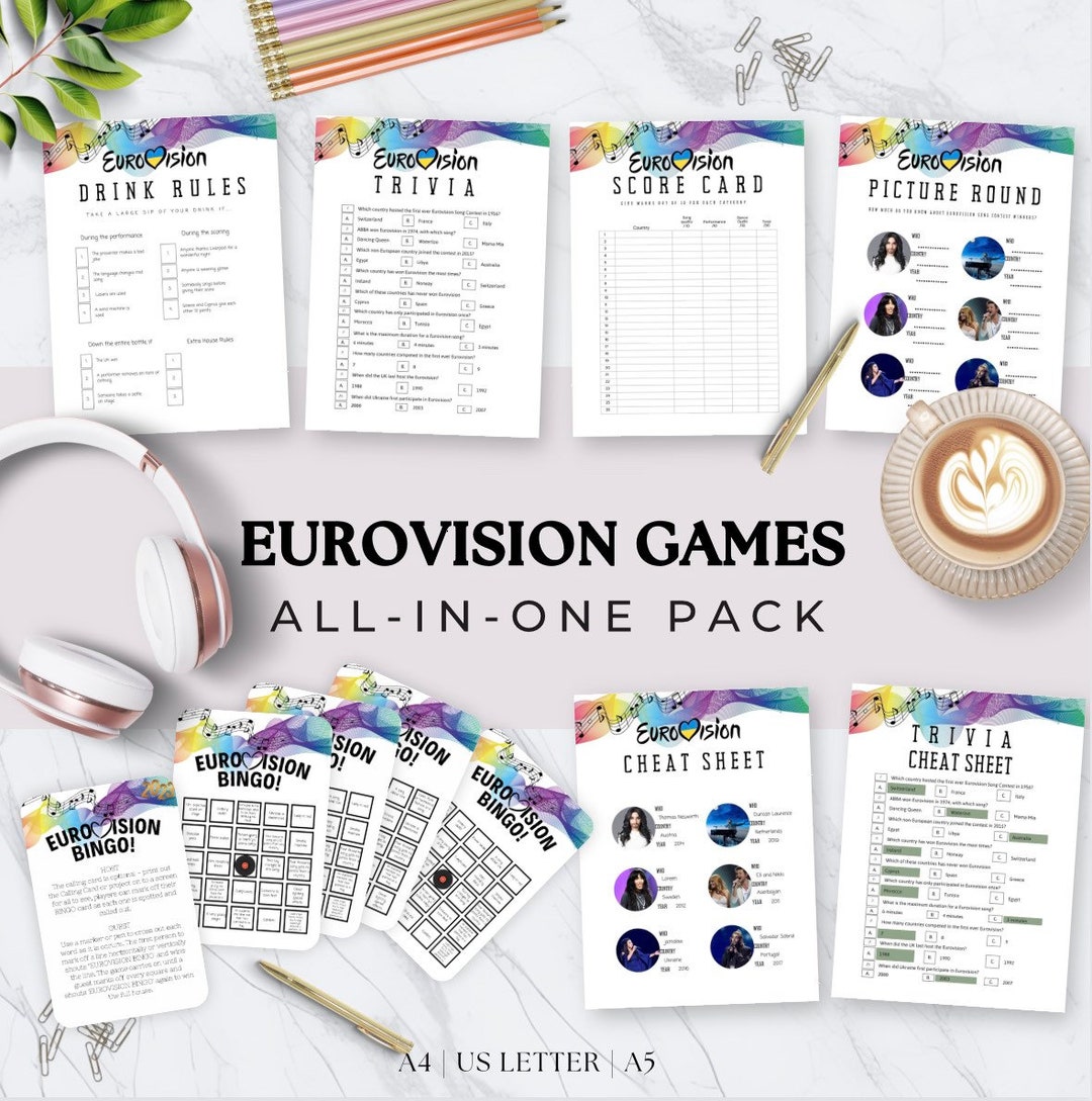 Eurovision Games Night Bundle Eurovision Song Contest Party - Etsy UK