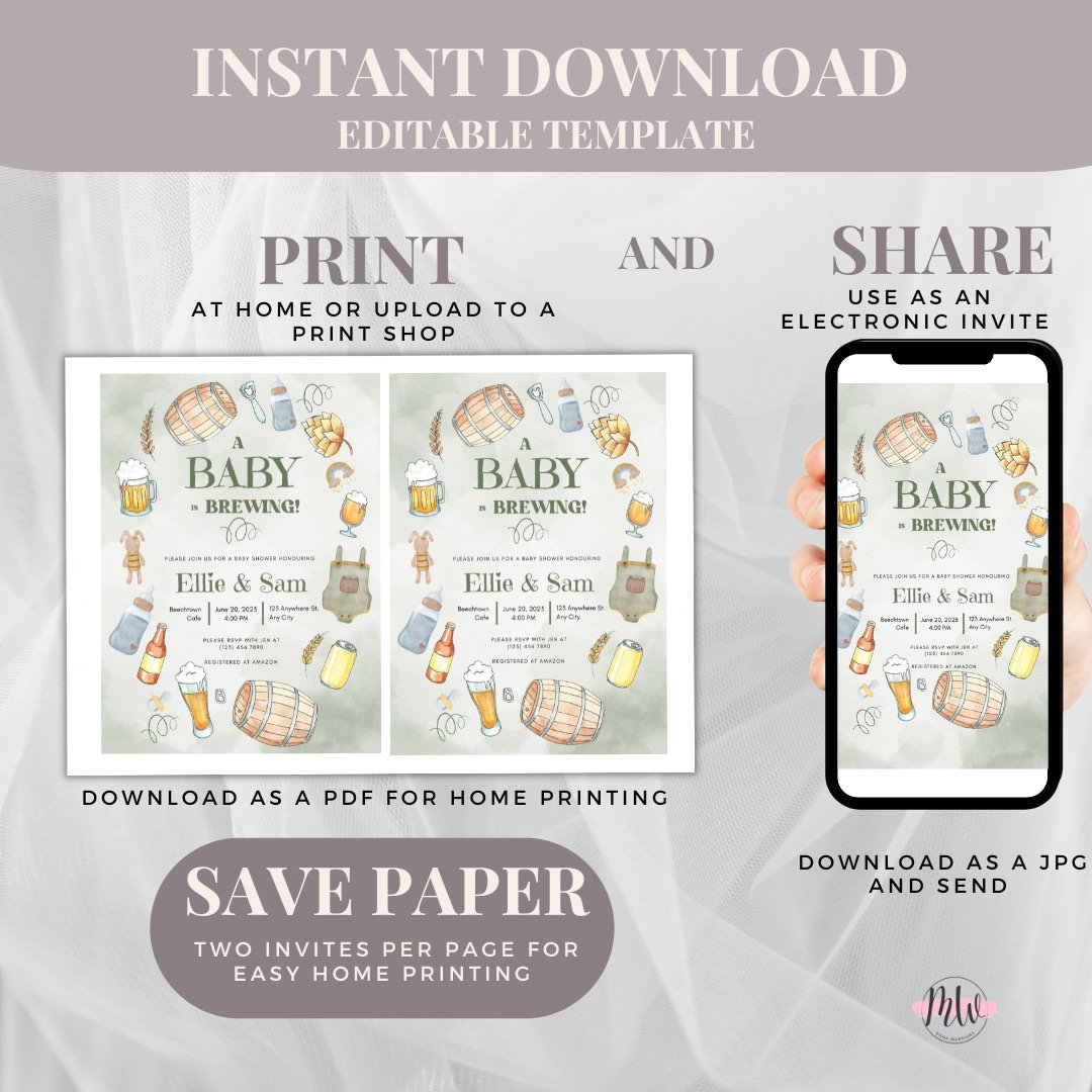 Joint Baby Shower A Baby is Brewing, Neutral Couples Baby Shower Coed ...