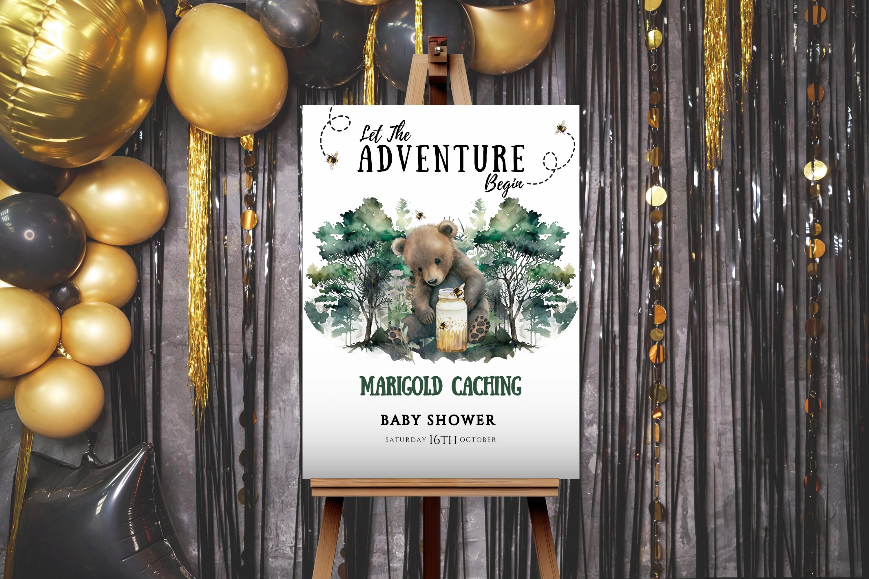 Let the Adventure Begin Baby Shower Sign, Adventure Awaits Sign ...