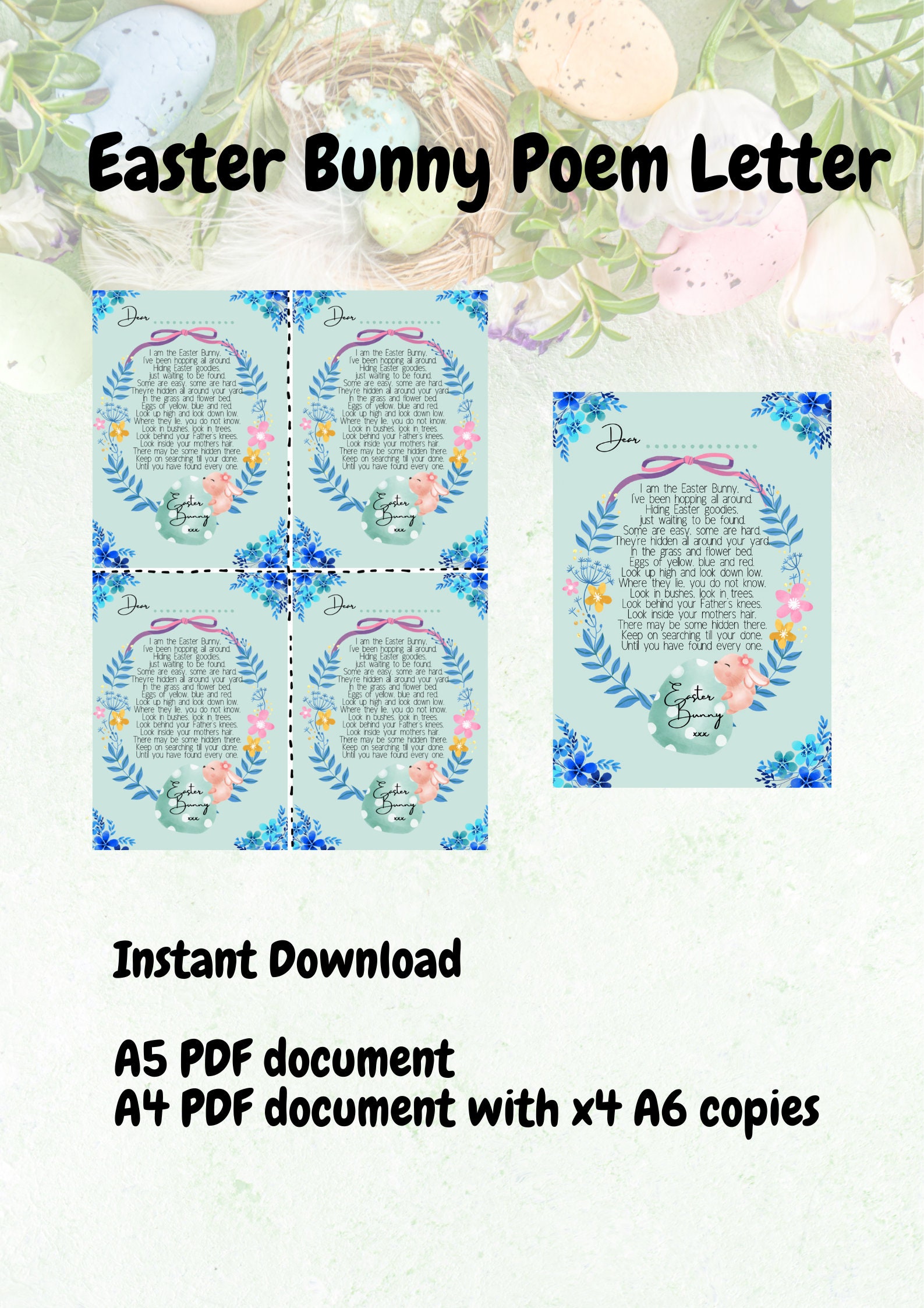 Easter Bunny Poem Letter Easter Bunny Egg Hunt Note Easter Hunt Party ...