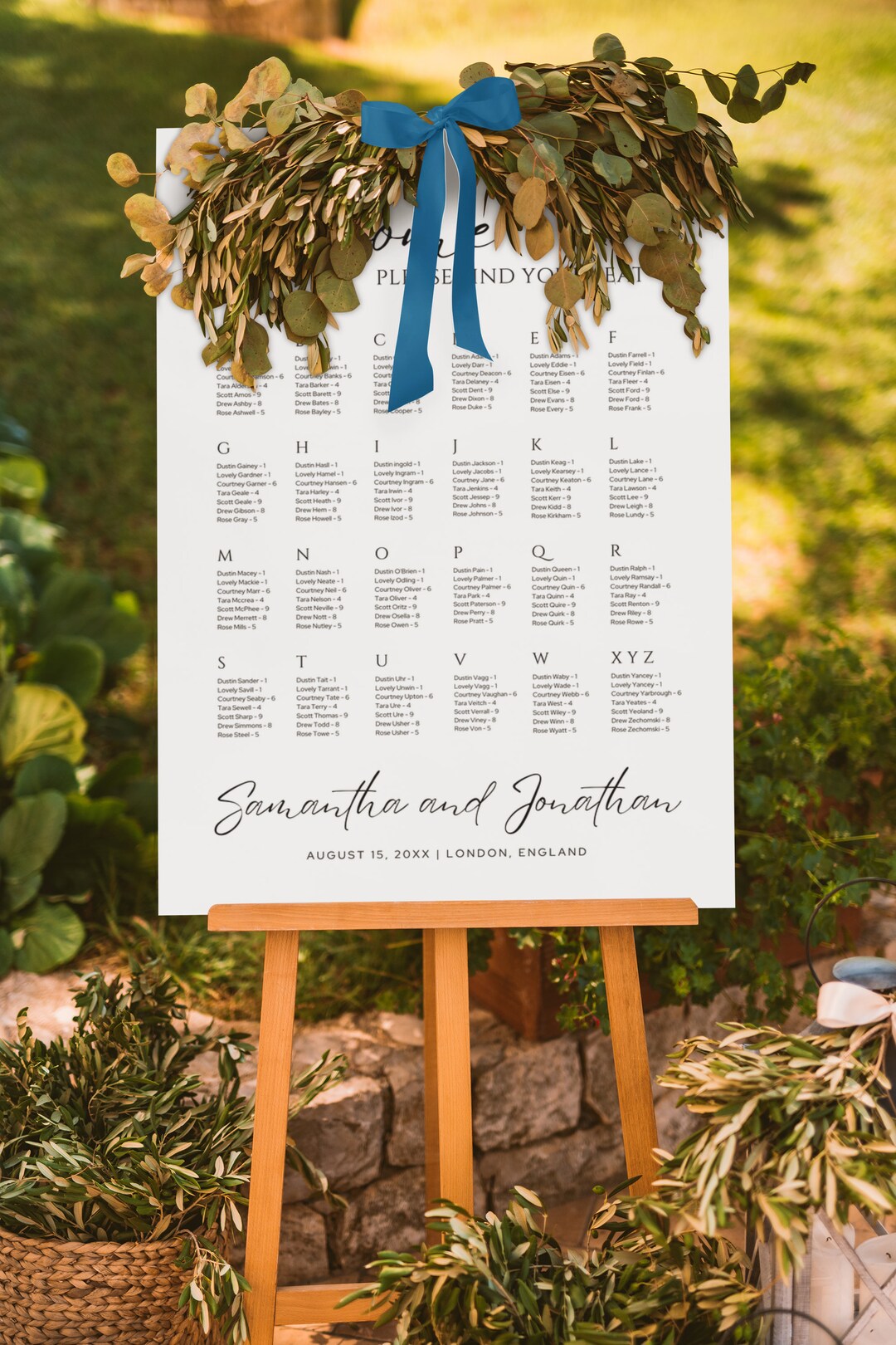 Seating Chart Alphabetical Order, Alphabetical Seating, Seating Chart ...