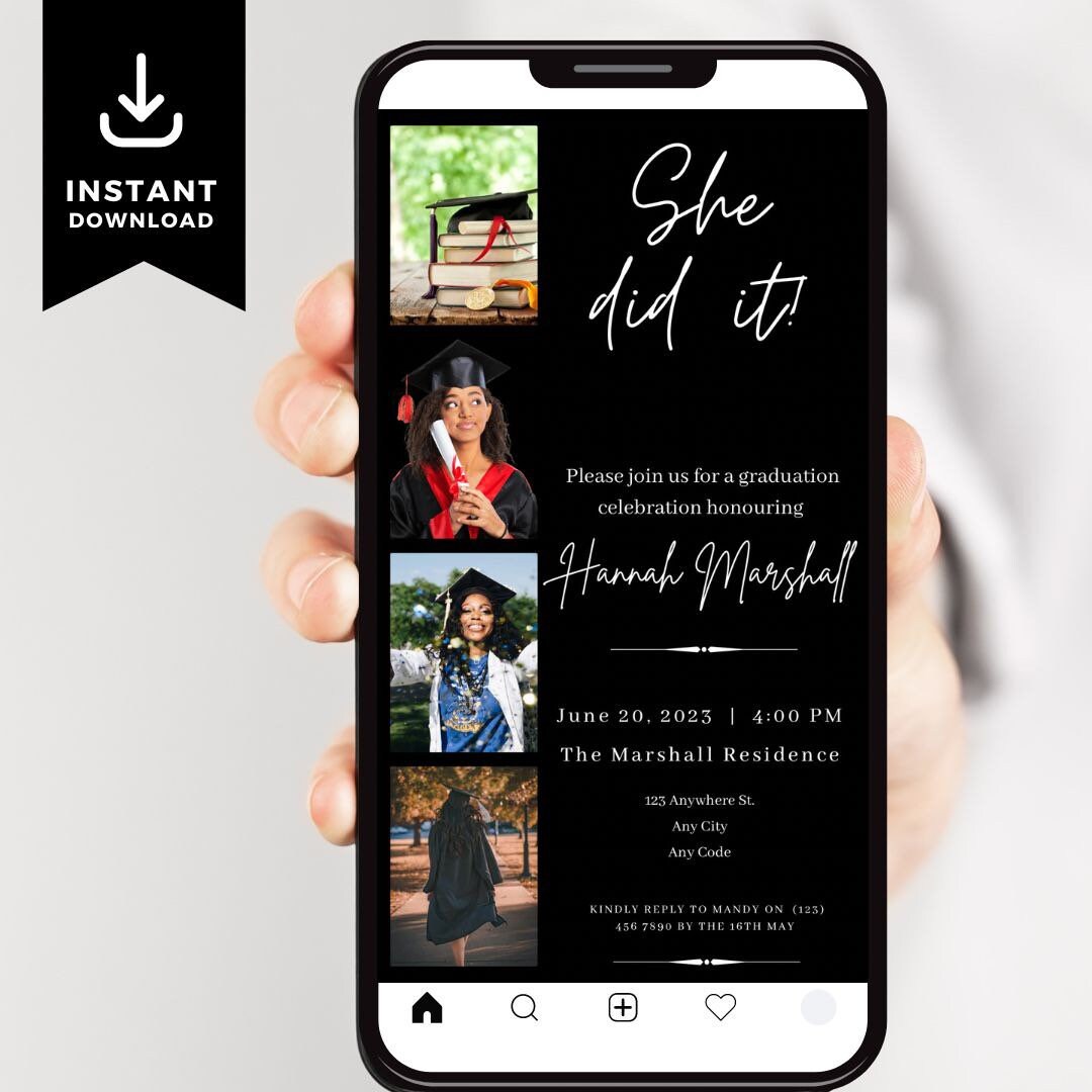 Graduation Evite Template for Texting, Invitation for Text Message ...