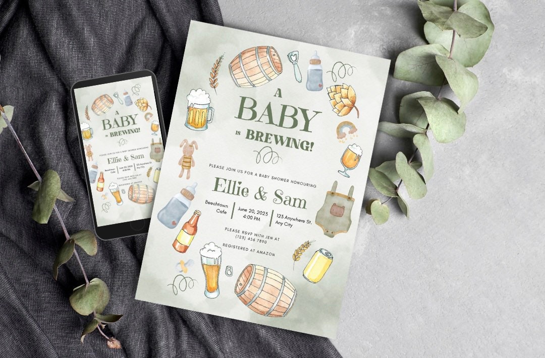 Joint Baby Shower A Baby is Brewing, Neutral Couples Baby Shower Coed ...