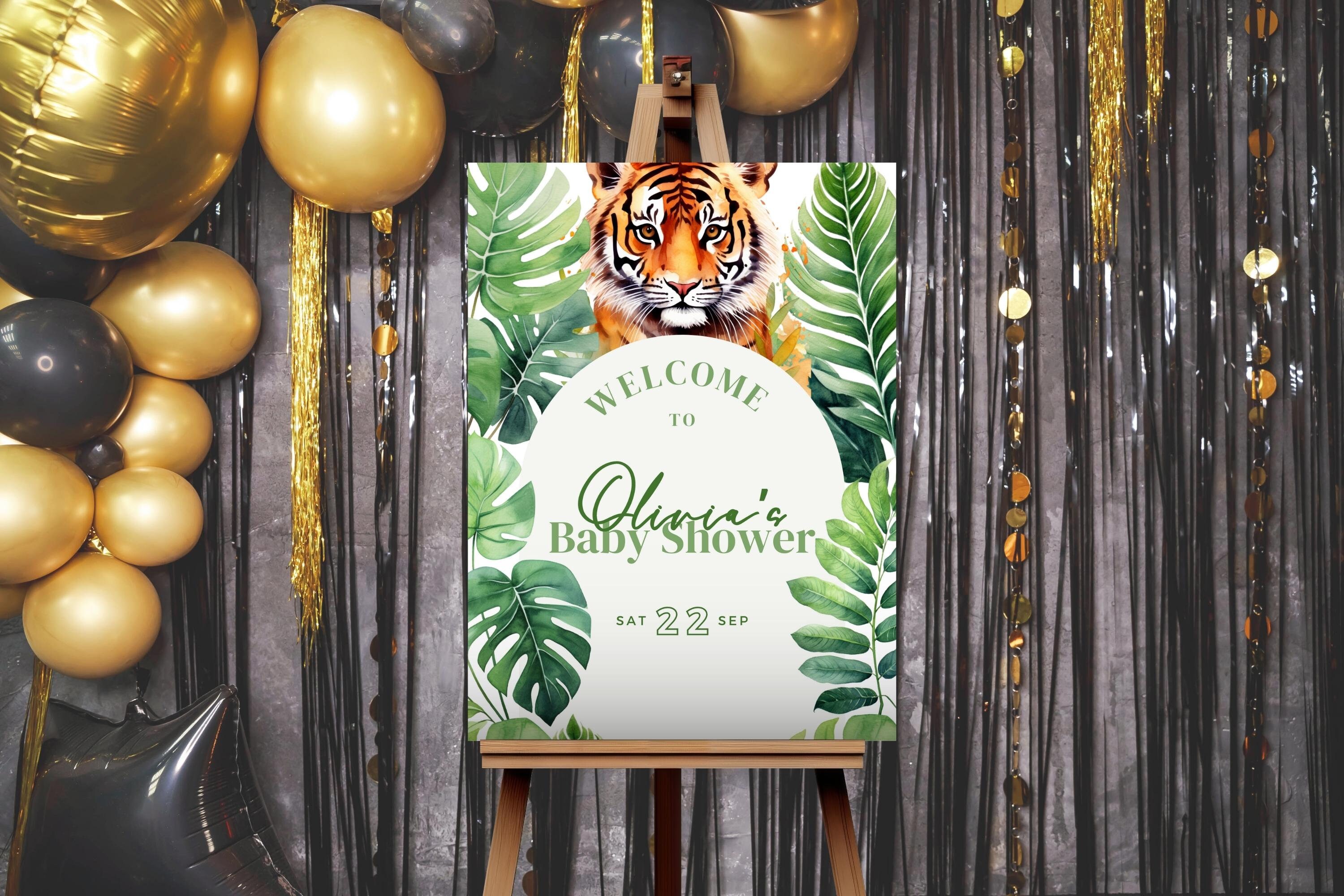 Tiger Baby Shower Welcome Sign, Safari Baby Shower Sign , Jungle Baby ...