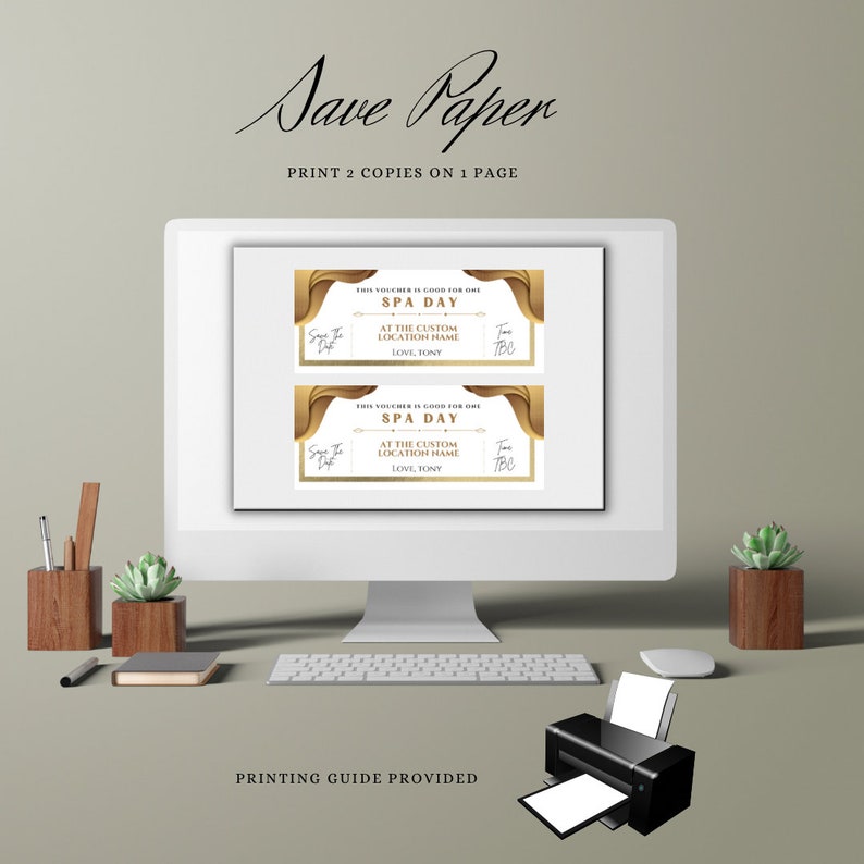 Spa Day Coupon Voucher, Editable Printable, Personalized, Certificate ...