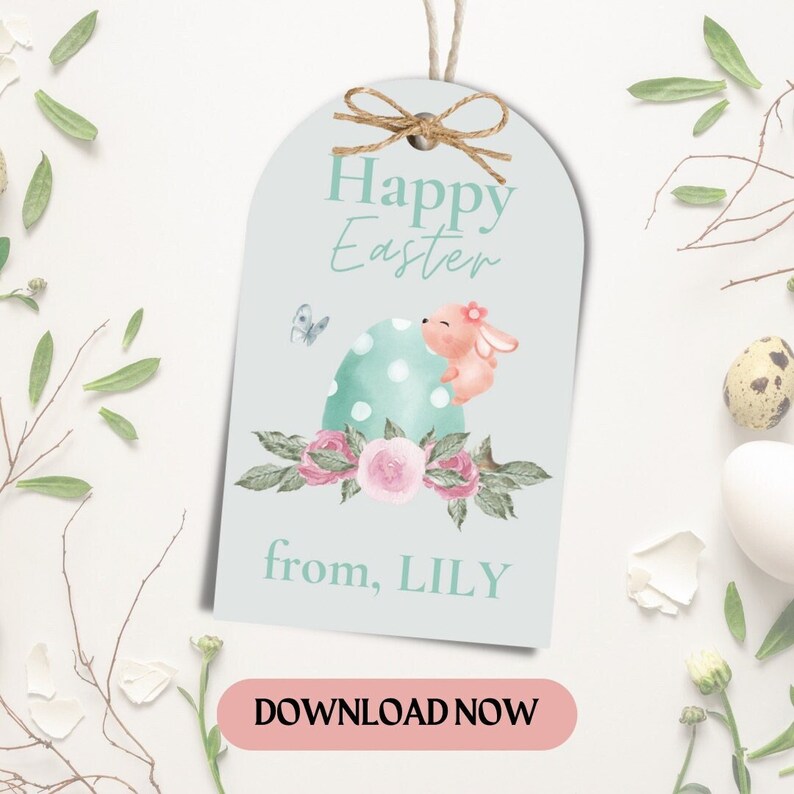 Personalised Easter Name Tags Printable Happy Easter Tags Easter Gift ...