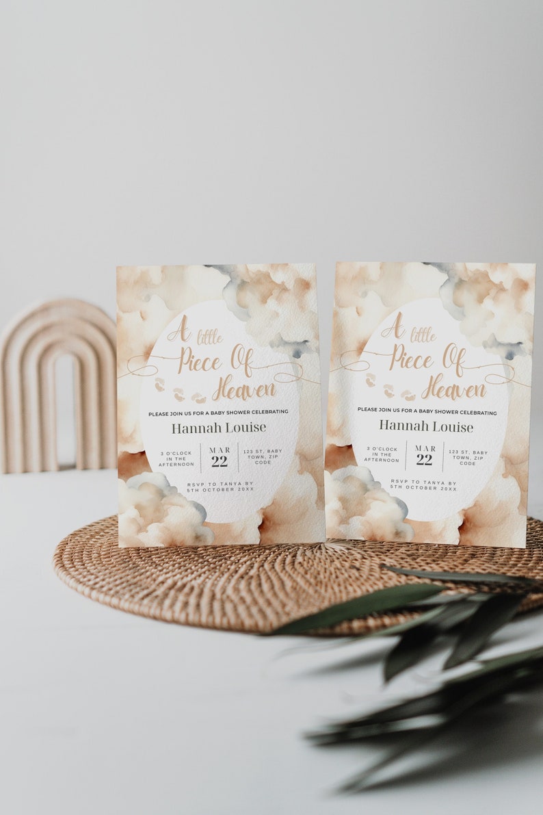 A Little Piece of Heaven Baby Shower Invite, Baby Shower Heaven Baby ...