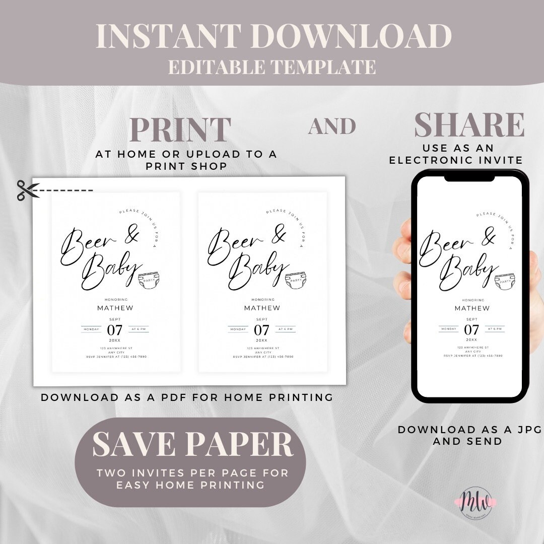 Diaper Party Invitation, Dadchelor Party Invitation, Modern Dads Baby ...