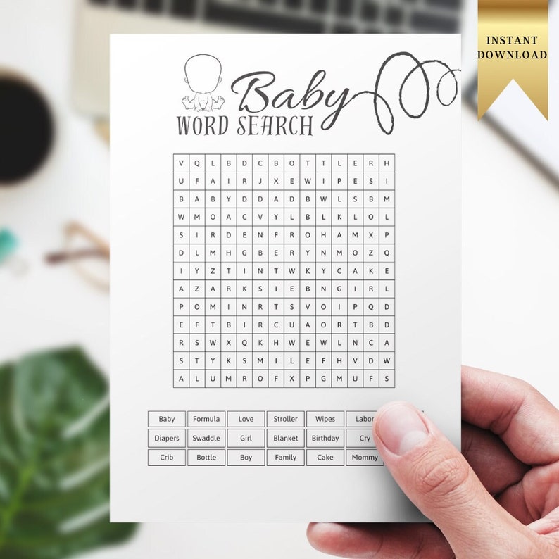 Baby Shower Word Search, Printable Baby Shower Game, Baby Word Search ...