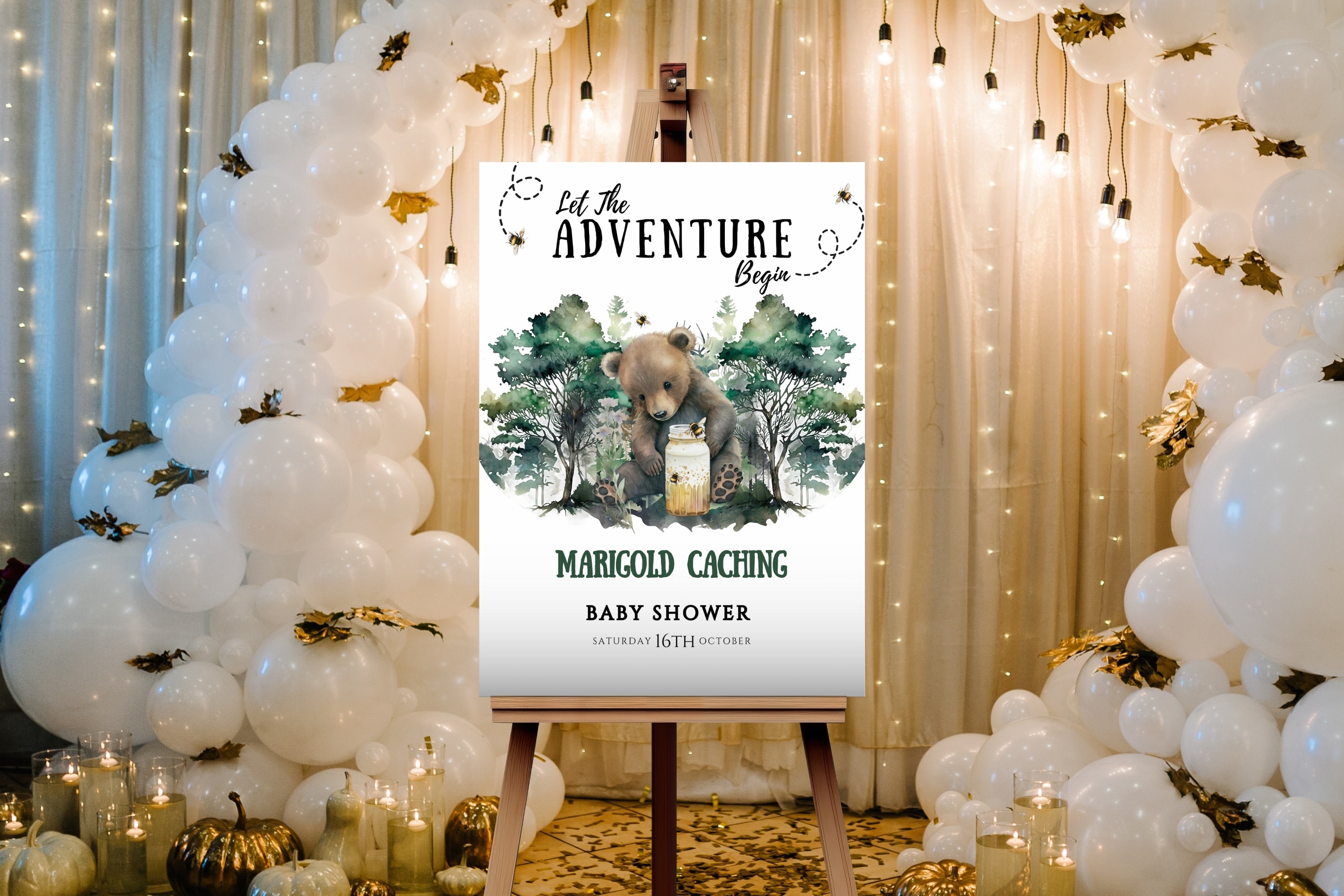 Let the Adventure Begin Baby Shower Sign, Adventure Awaits Sign ...