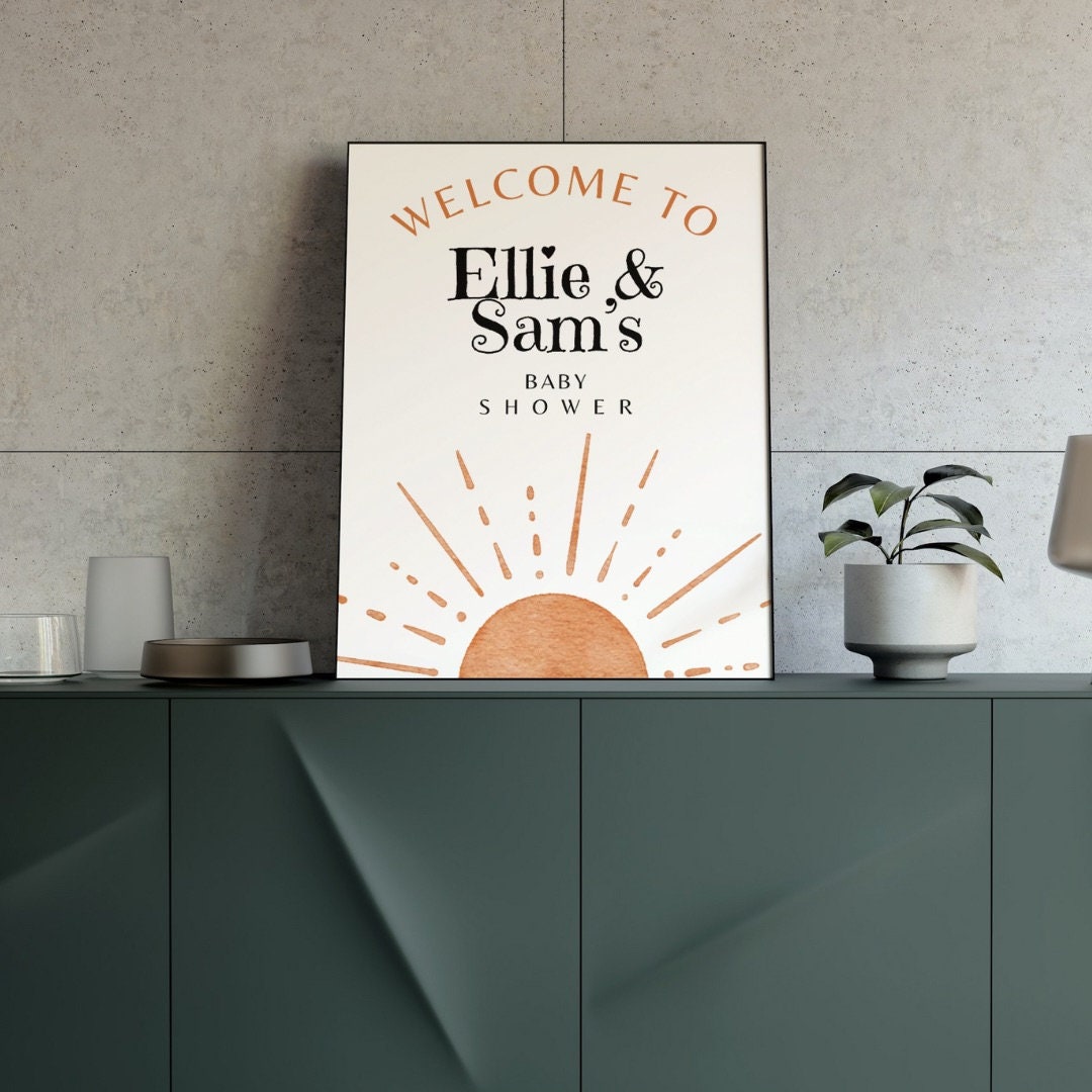 Sun Theme Baby Shower Welcome Sign, Sunshine Editable Printable Bundle ...