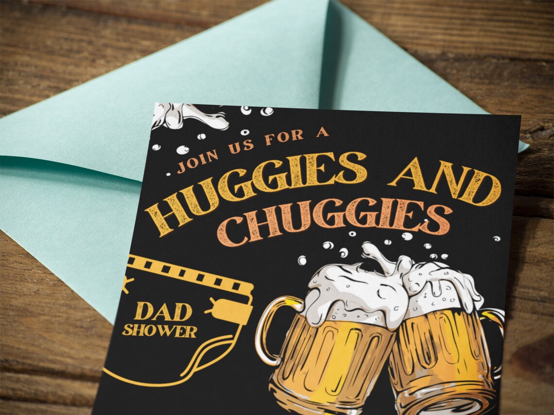 Huggies and Chuggies Invite, Diaper Baby Shower Invitation, Dad Shower ...