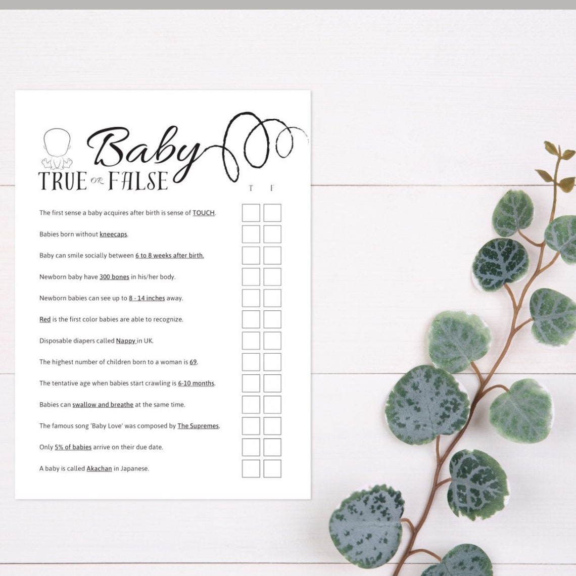 True or False Baby Shower Games, Baby True or False Game, Minimalist ...