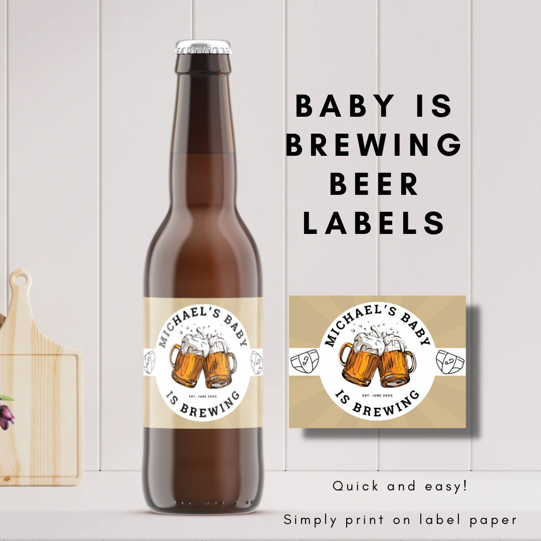 Diaper Baby Shower Beer Label, Baby is Brewing, Dudes, Diapers, BBQ and ...