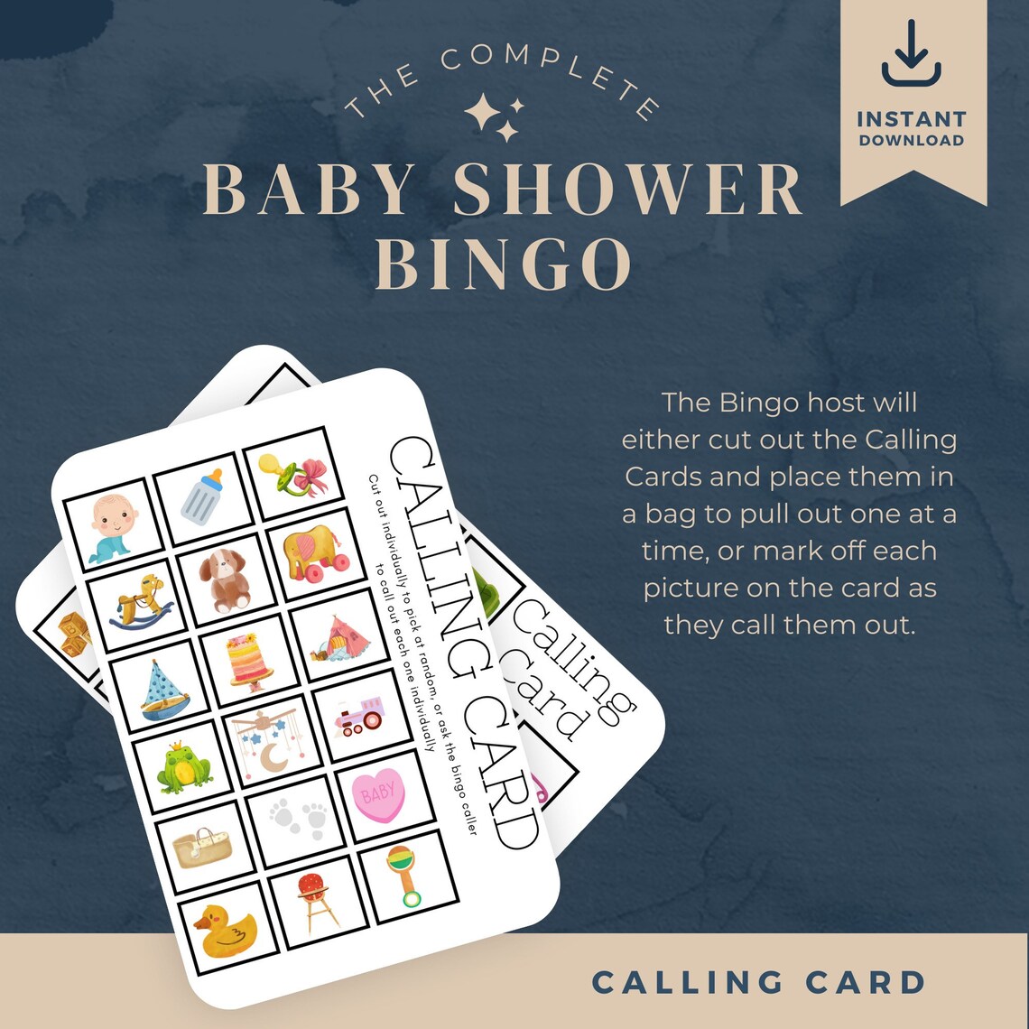 Baby Shower Bingo Cards With Pictures, 20 Printable Cards Markers Baby ...