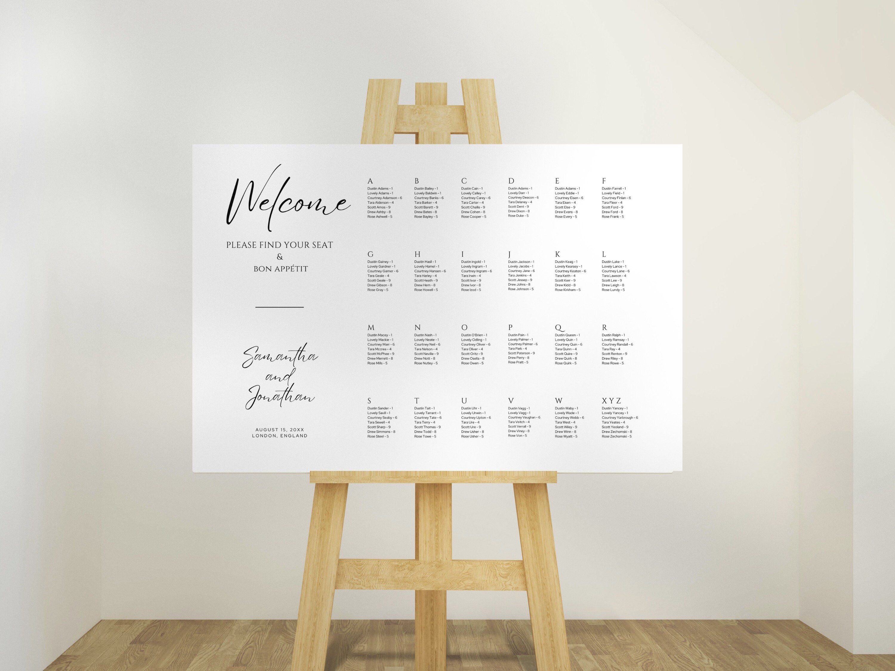Seating Chart Alphabetical Order, Alphabetical Seating, Seating Chart ...