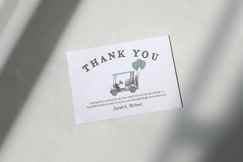Golf Thank You Card, Golf Theme Thank You, Golf Party Thank You, Golf ...