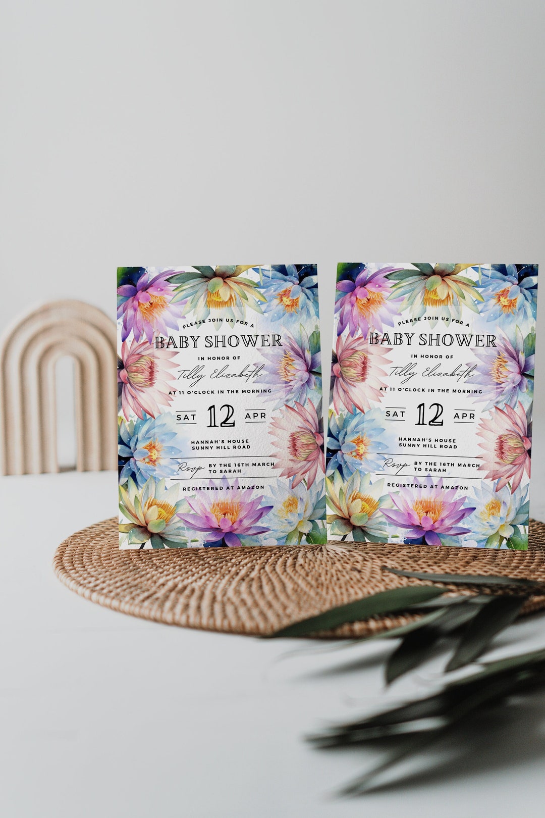 Lily Baby Shower, Lily Pad Baby Shower Invitation, Colour Baby Shower ...