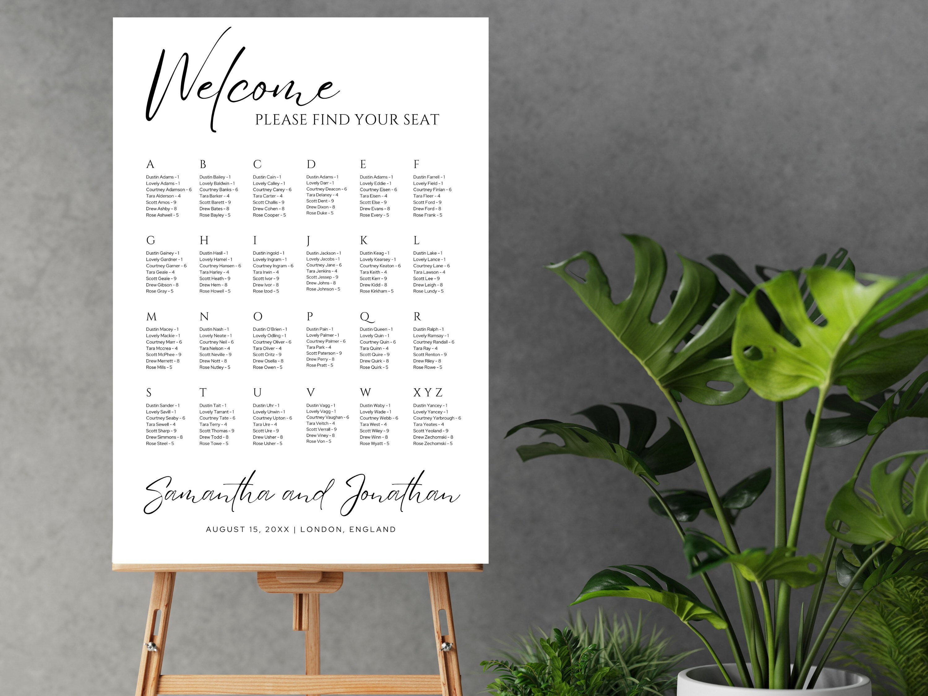 Seating Chart Alphabetical Order, Alphabetical Seating, Seating Chart ...