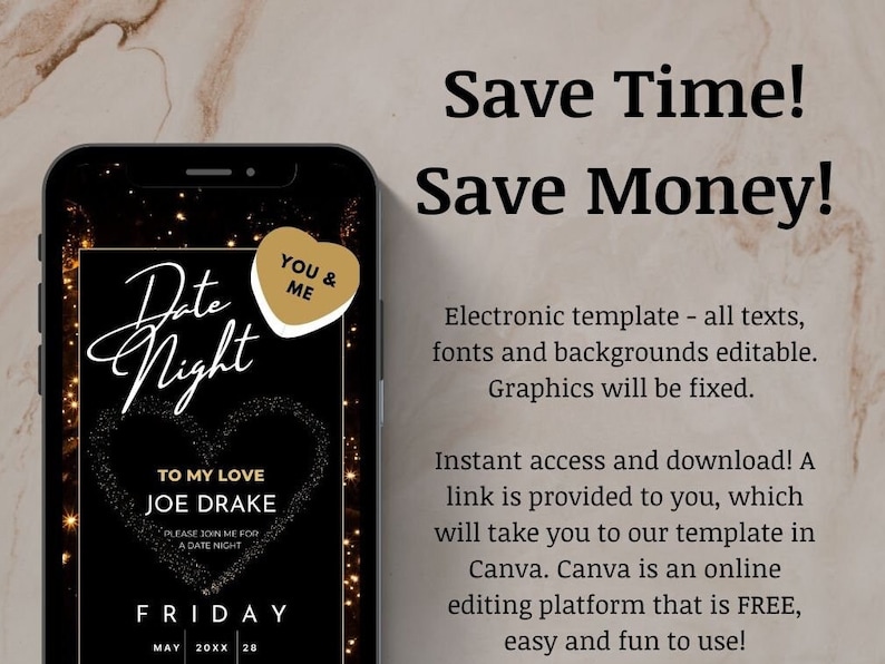 Date Night Invitation, Digital Date Night E-invite, Animated Invitation ...
