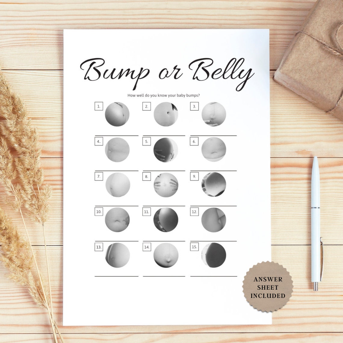 Bump or Beer Belly Quiz Baby Shower Game Minimalist Theme, Baby Shower ...