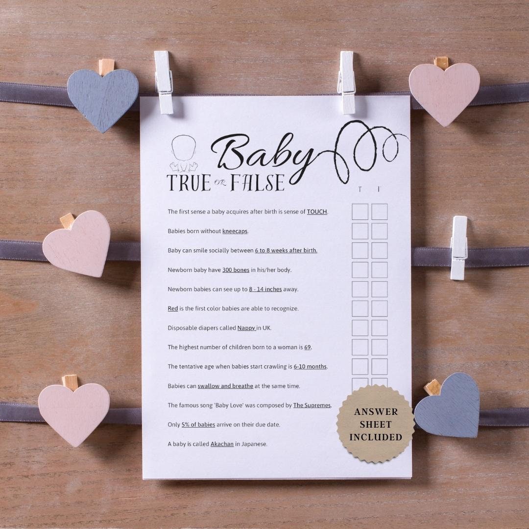 True or False Baby Shower Games, Baby True or False Game, Minimalist ...