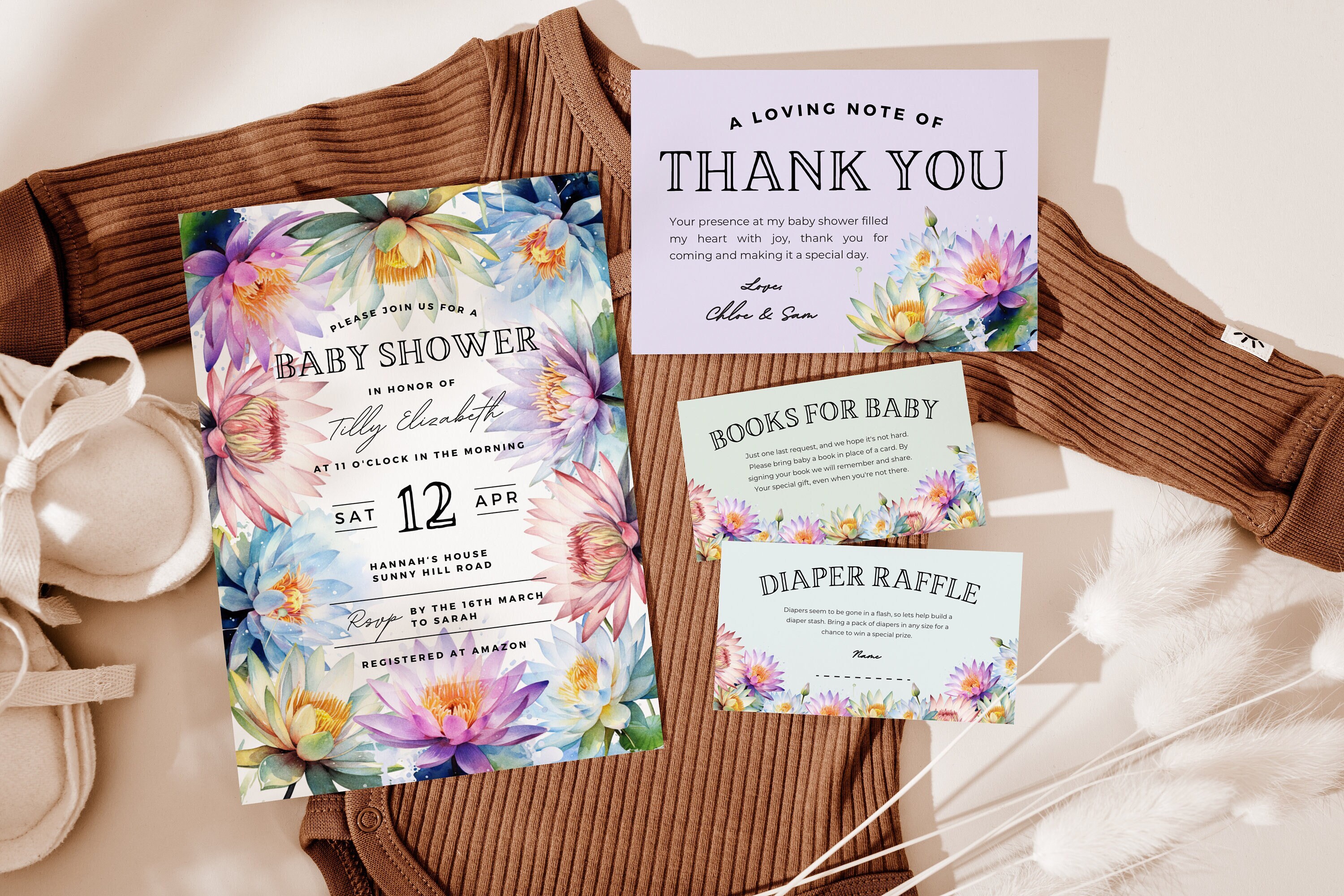 Lily Baby Shower, Lily Pad Baby Shower Invitation, Colourful Baby ...