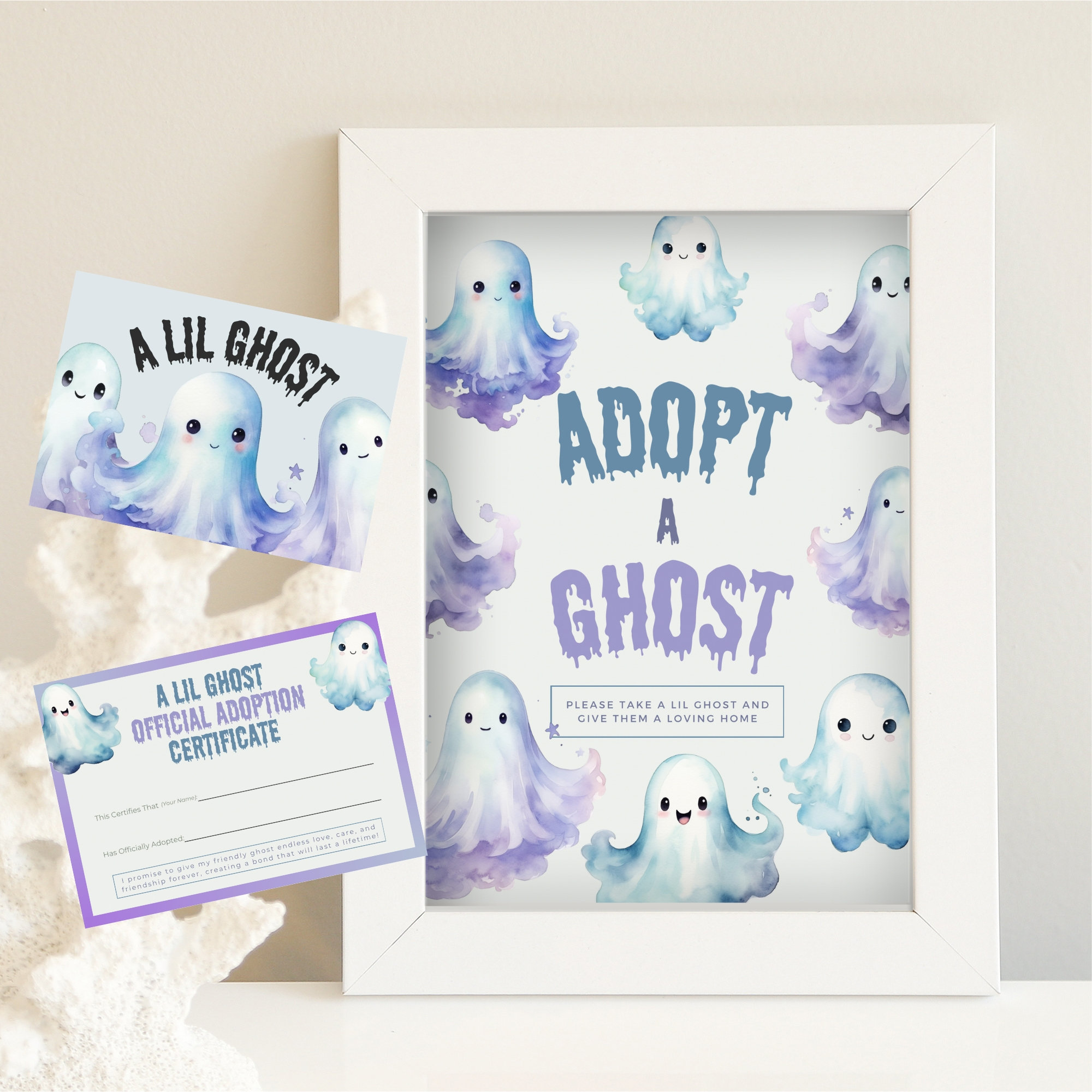 Adopt a Ghost Party Favors Printables, Halloween Ghost Activities ...