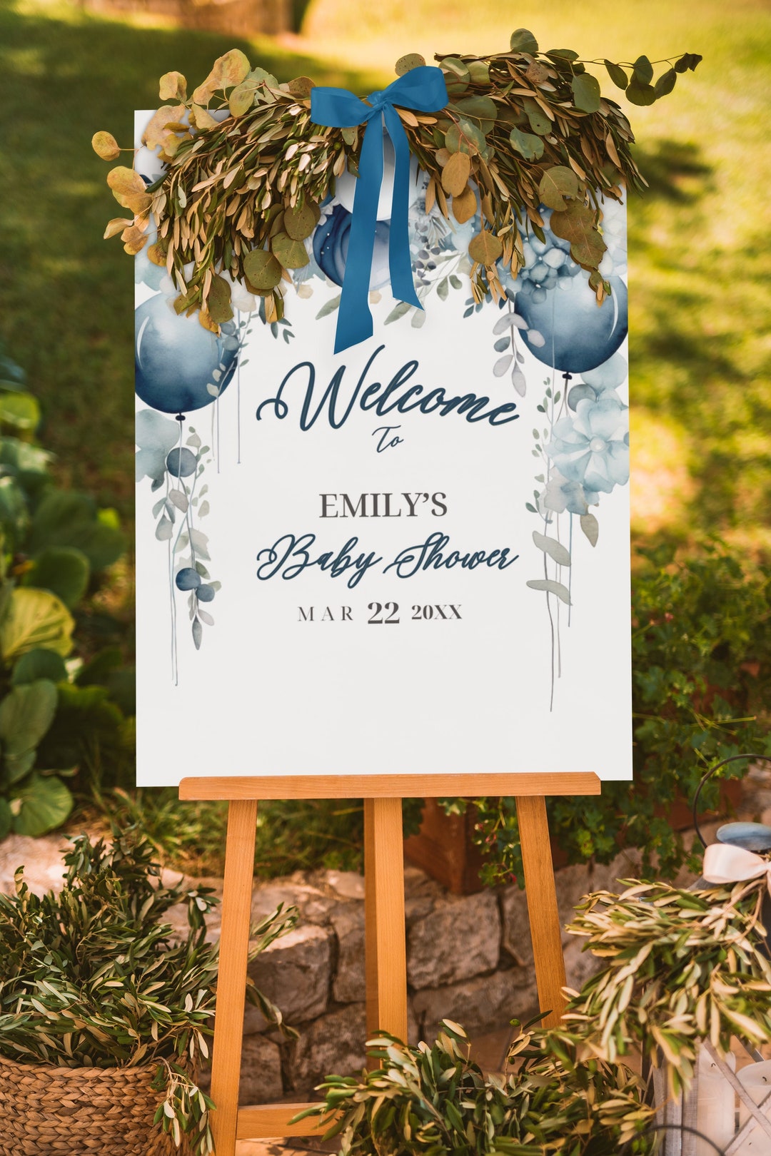 Navy Blue Baby Shower Welcome Sign, Boy Baby Sprinkle Welcome ...