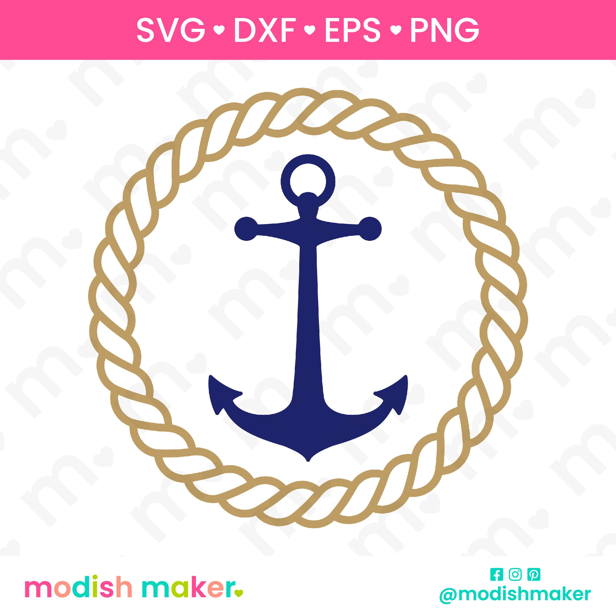 Anchor Rope Circle Frame SVG Bundle Anchor Rope SVG | Etsy