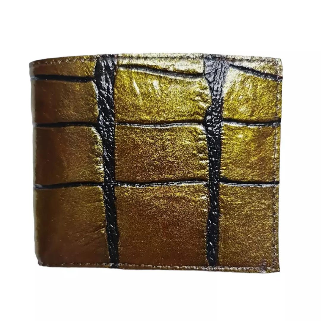 Genuine Alligator Skin Combi Monitor Lizard Skin Men's Wallet, Handmade Golden - Etsy
