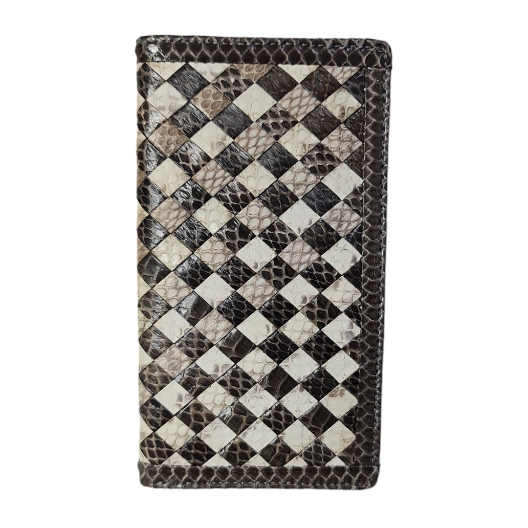 Genuine Braided Snake Wallet Black White Bone Cobra Skin Unisex Wallet ...