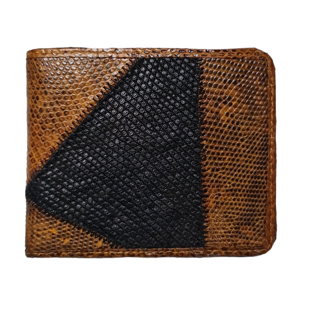 Real Monitor Lizard Combi Snake Skin Men's Wallet Bifold Black Brown ...