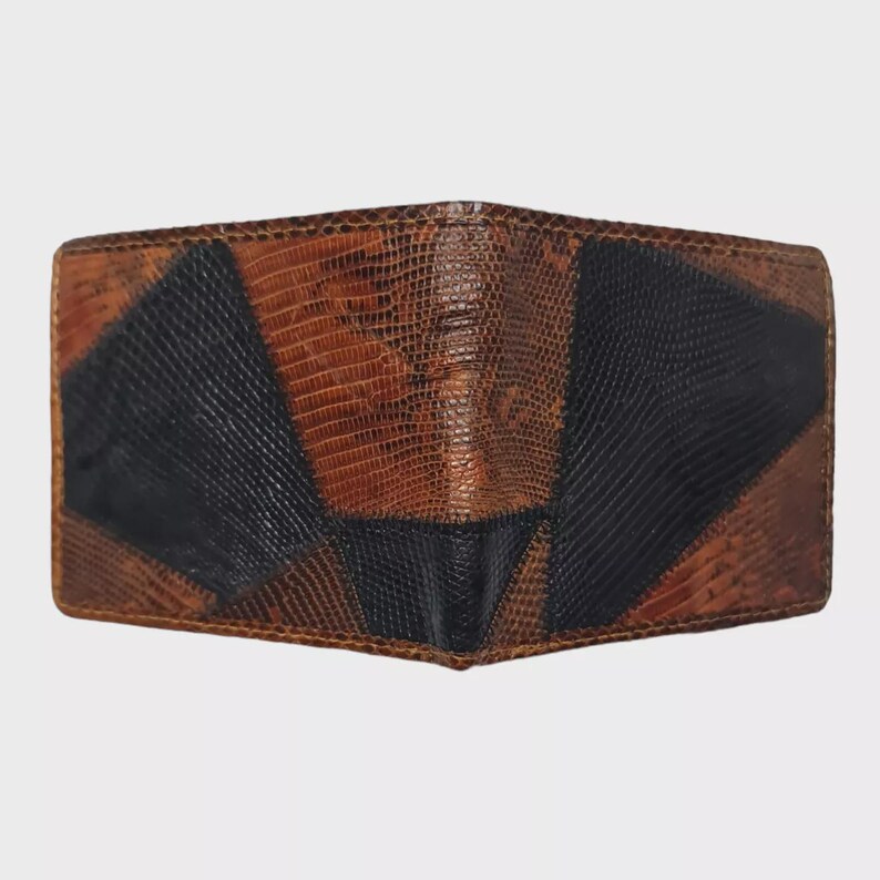Genuine Monitor Lizard Combi Snake Skin Men's Wallet Bifold Black Brown ...