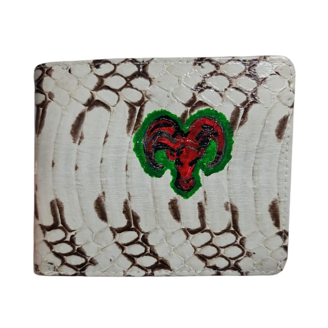 Genuine Grey Cobra Snake Skin Capricorn Mark Men's Wallet Bifold Exotic ...