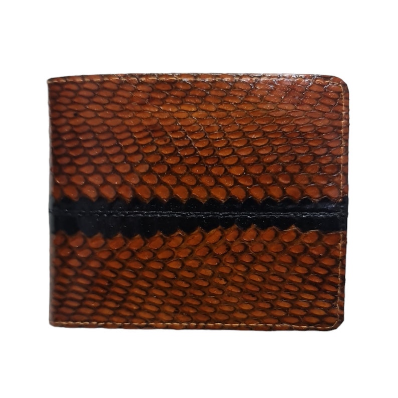 Genuine Cobra Snake Skin Men's Wallet Bifold Dark Brown Black Stripes ...