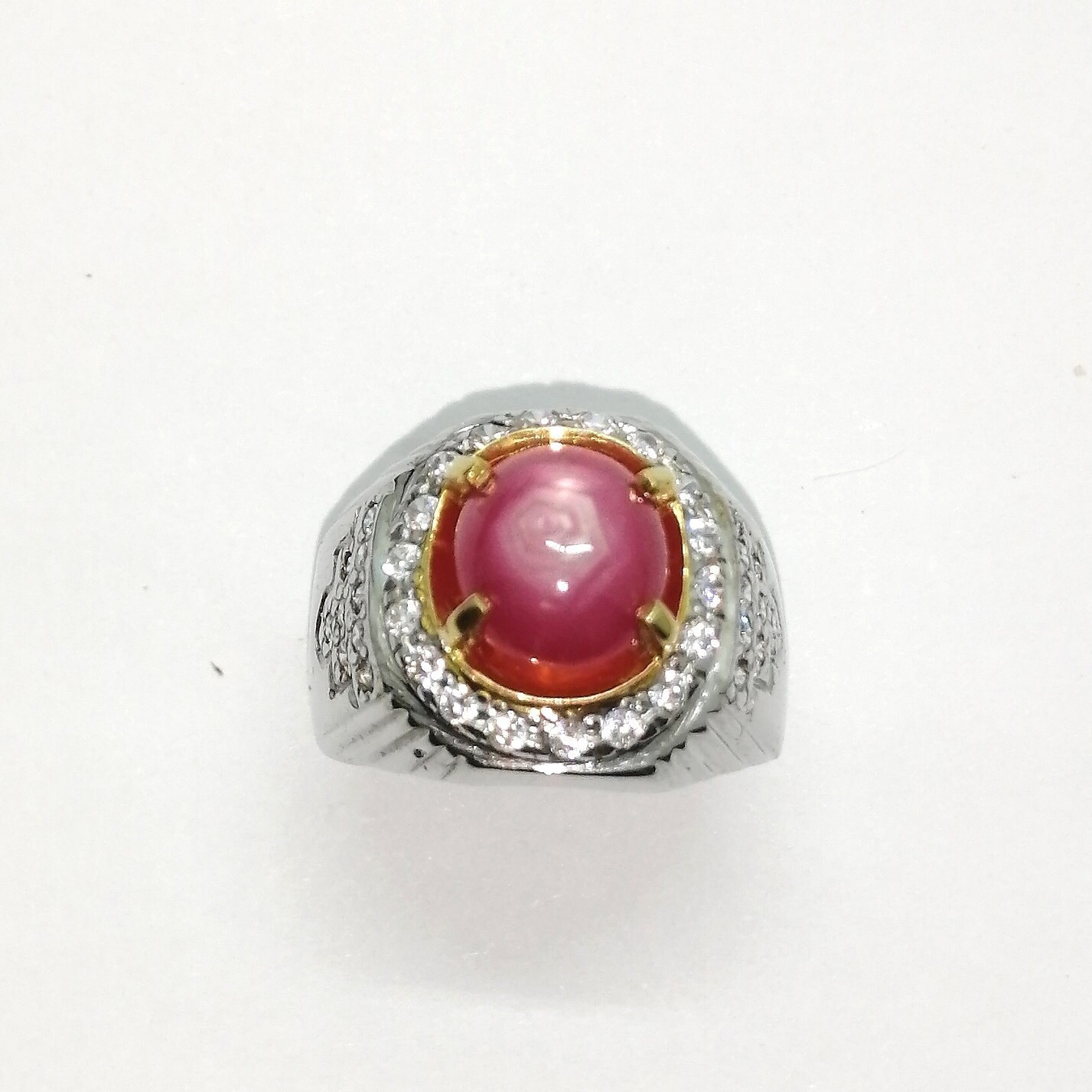 Natural 4.45 CT Star Ruby Silver Mens Ring - Etsy