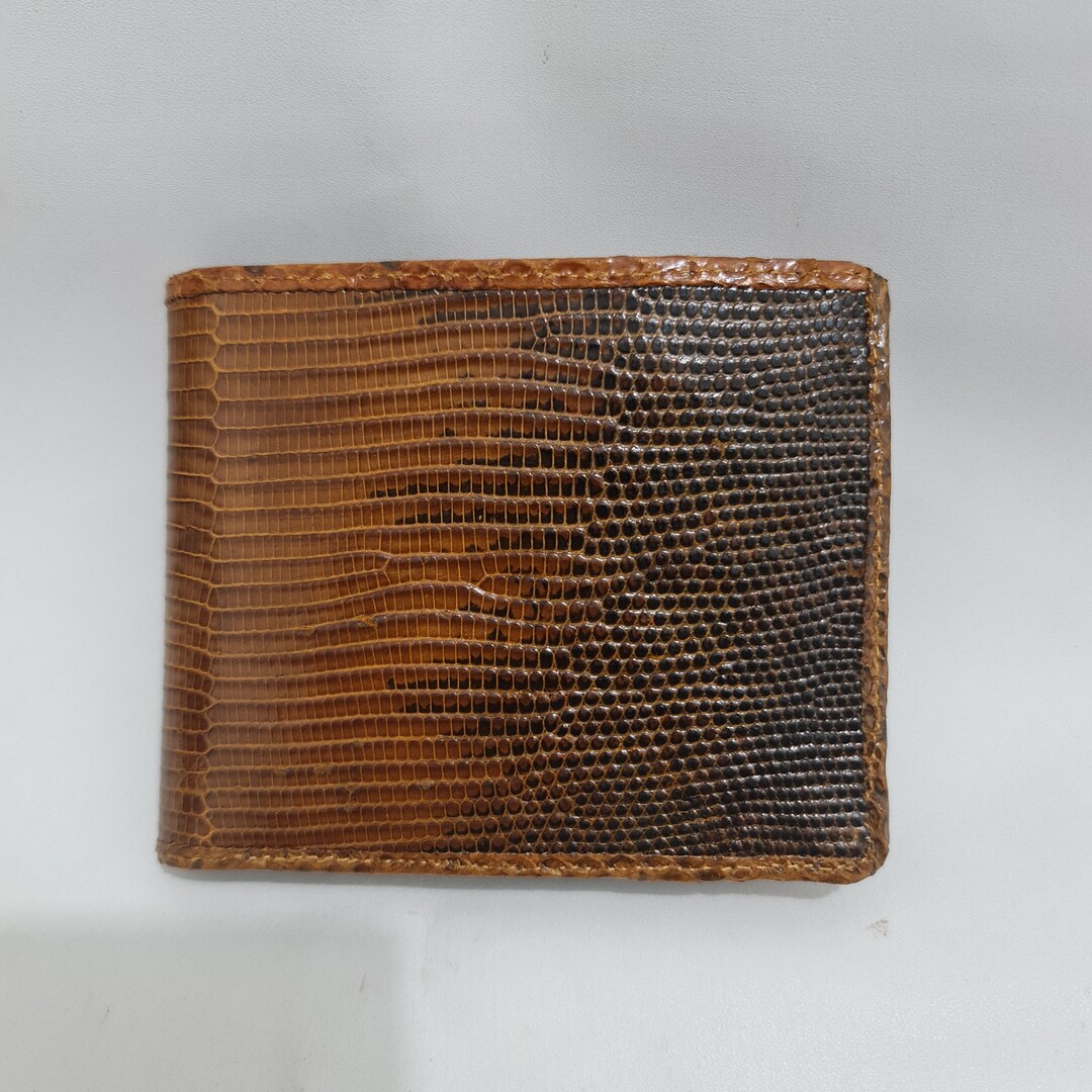 Genuine Monitor Lizard Combi Snake Skin Men's Wallet Bifold Black Brown ...